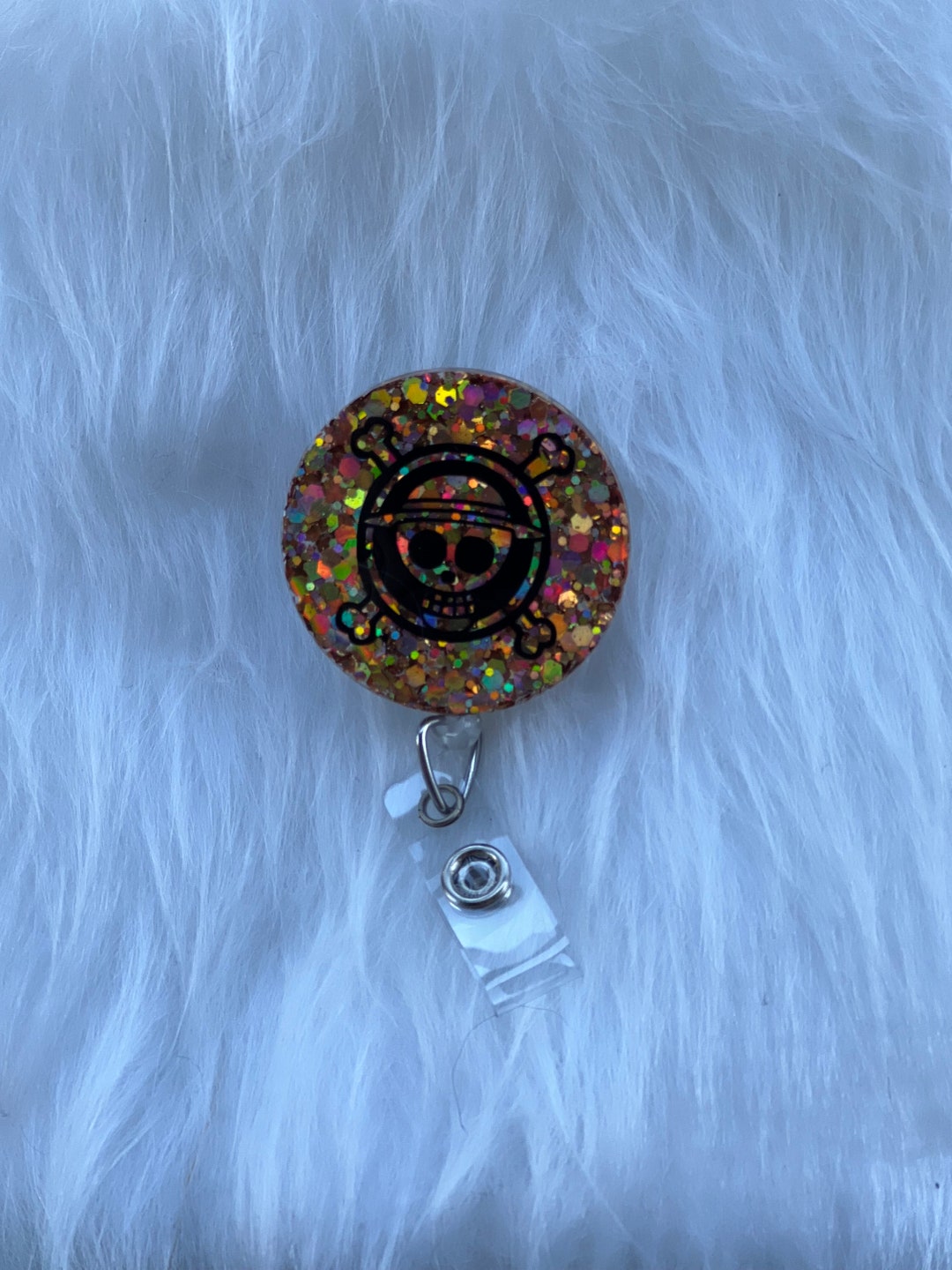 One Piece Straw Hats Jolly Roger Retractable Badge Reel, ID Holder ...