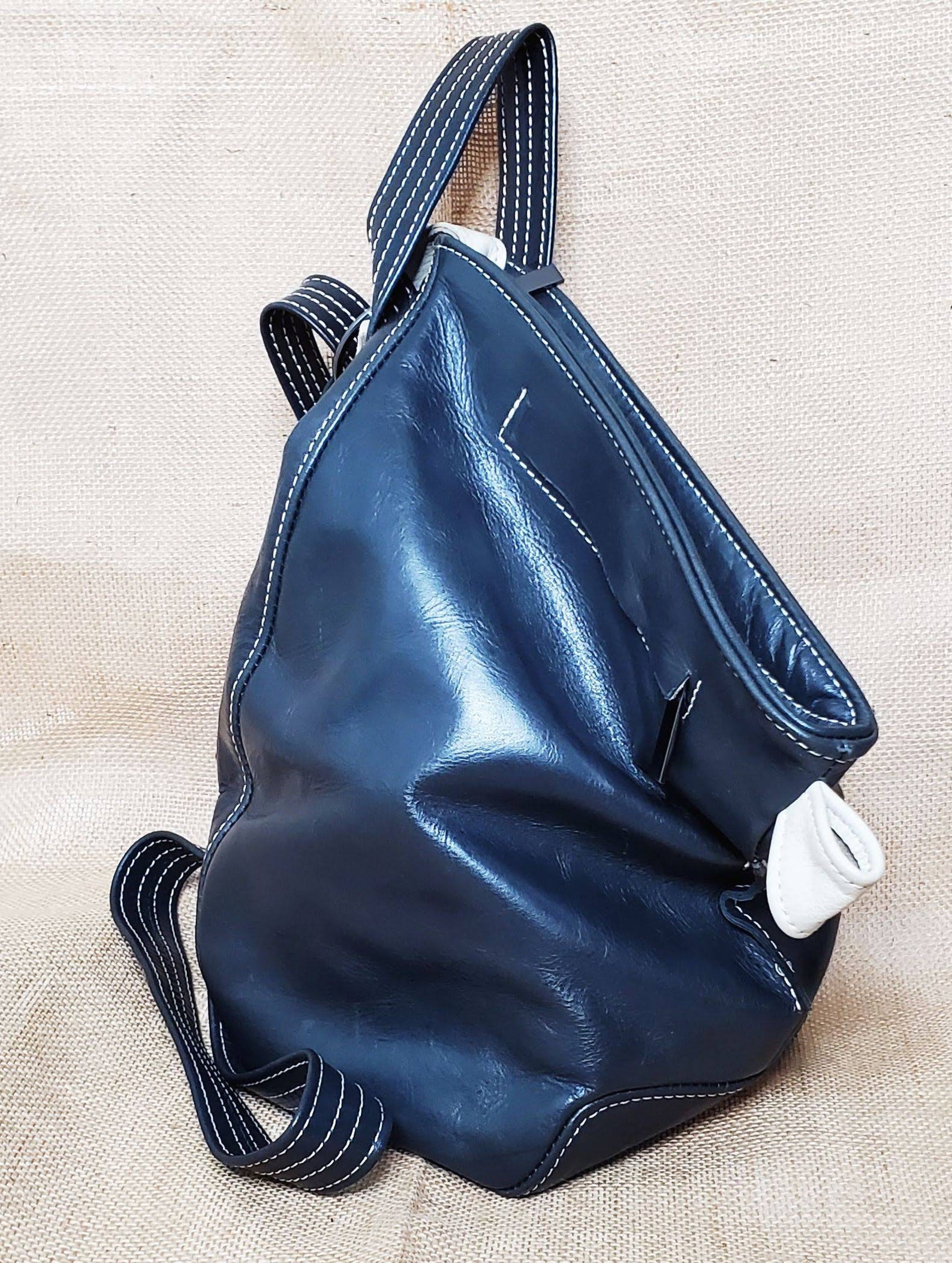 Navy Leather Backpack Leather Backpack Unique Leather - Etsy