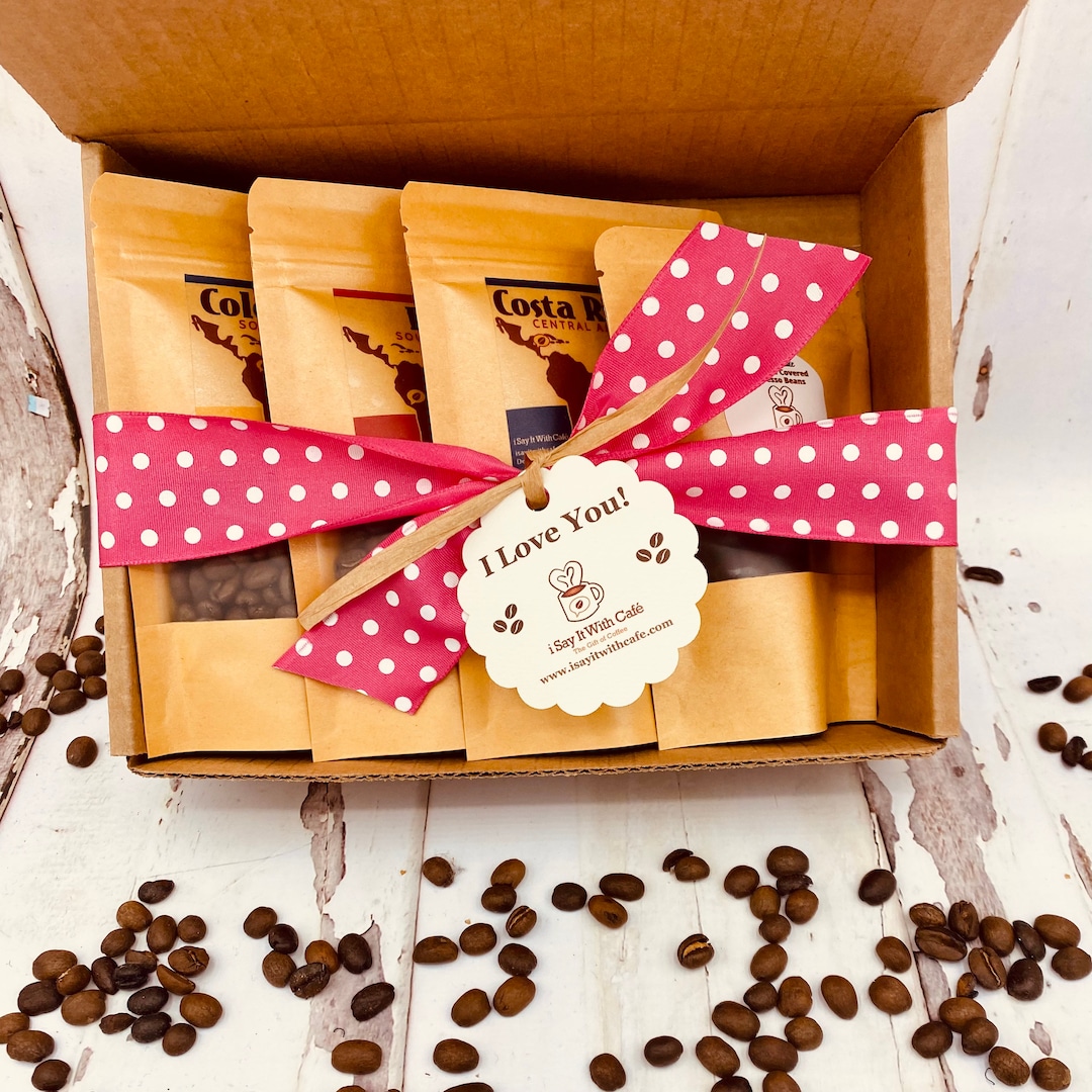 Coffee Mini Sampler With Chocolate Covered Beans, Coffee Gift Box ...