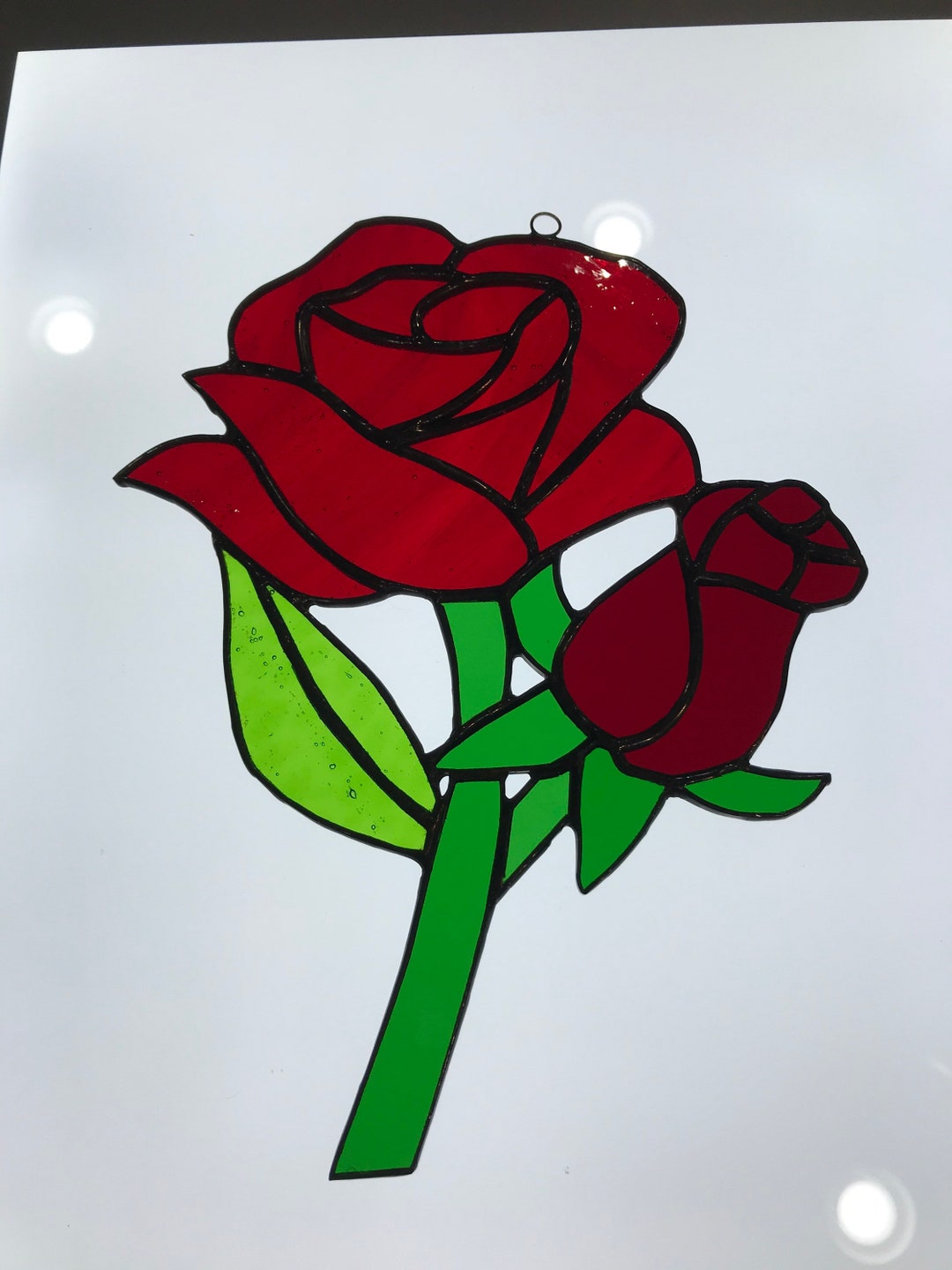 Red Rose Stained Glass Suncatcher - Etsy
