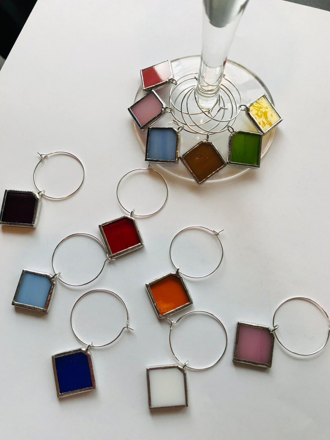 Stained Glass Wine Charms - Etsy
