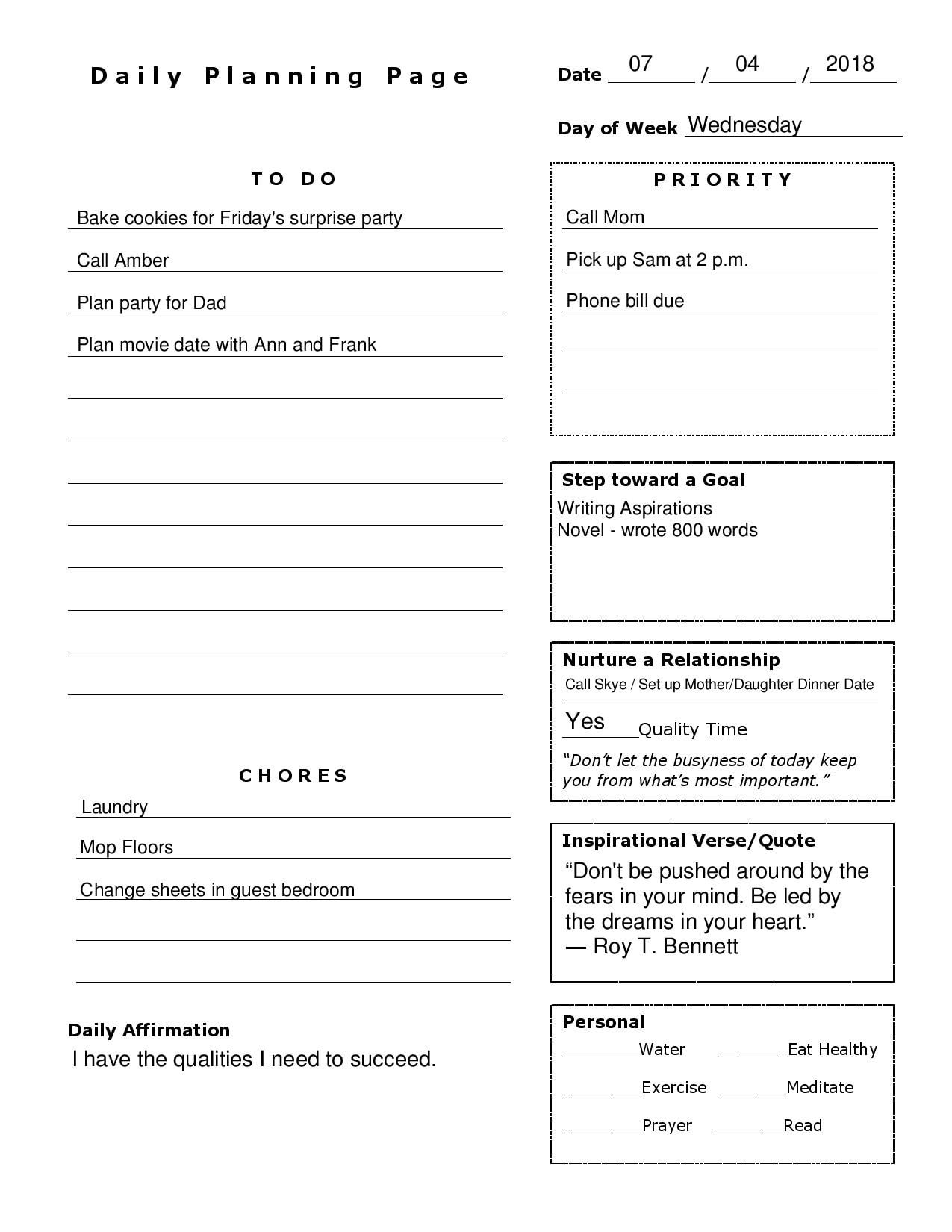 EDITABLE Daily Planning Page ǀ Printable CALENDAR ǀ Instant DOWNLOAD ǀ ...