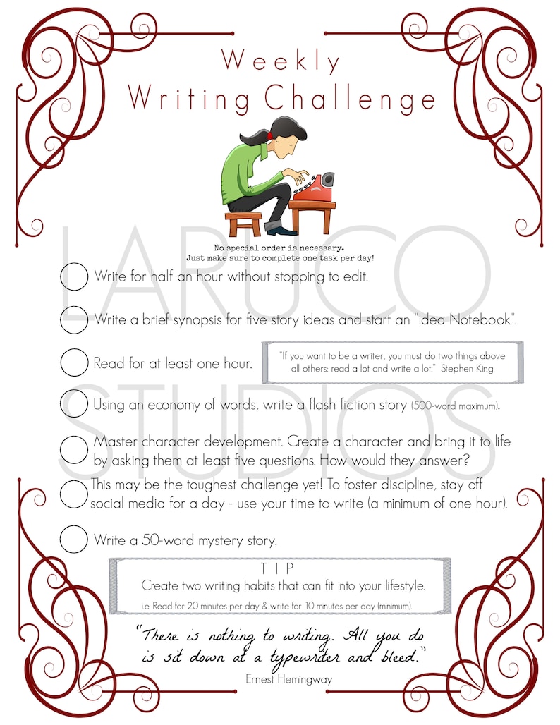 Writing Challenge ǀ Writers Word Tracker ǀ Instant Download ǀ Editable ...