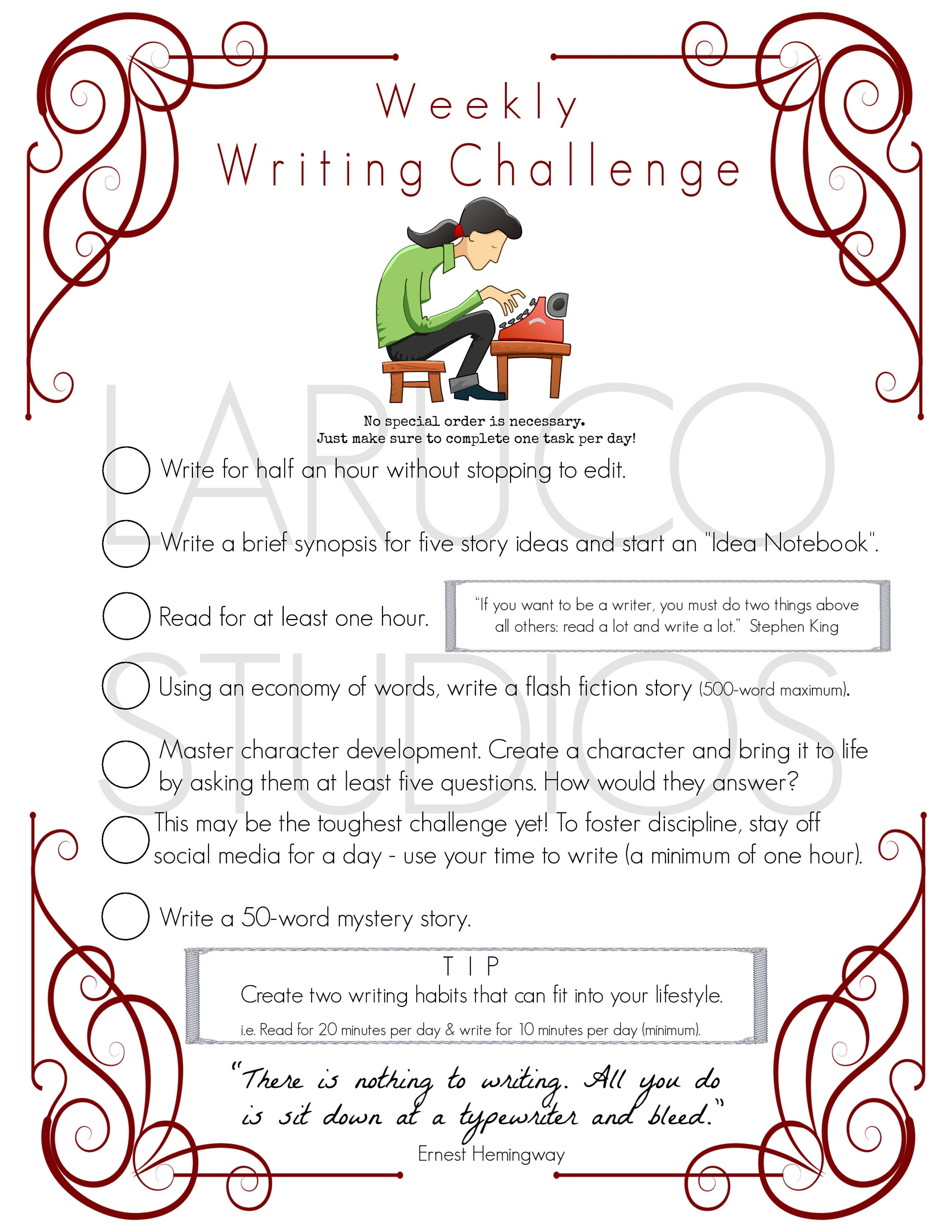 Writing Challenge ǀ Writers Word Tracker ǀ Instant Download ǀ Editable ...
