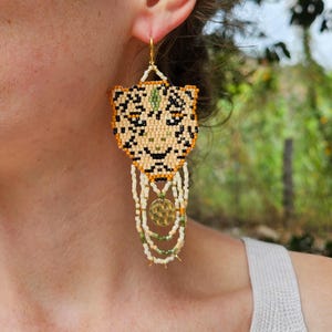 Jaguar Beaded Earring Jaguar Jewelry Beaded Puma Earring Tiger Bead ...