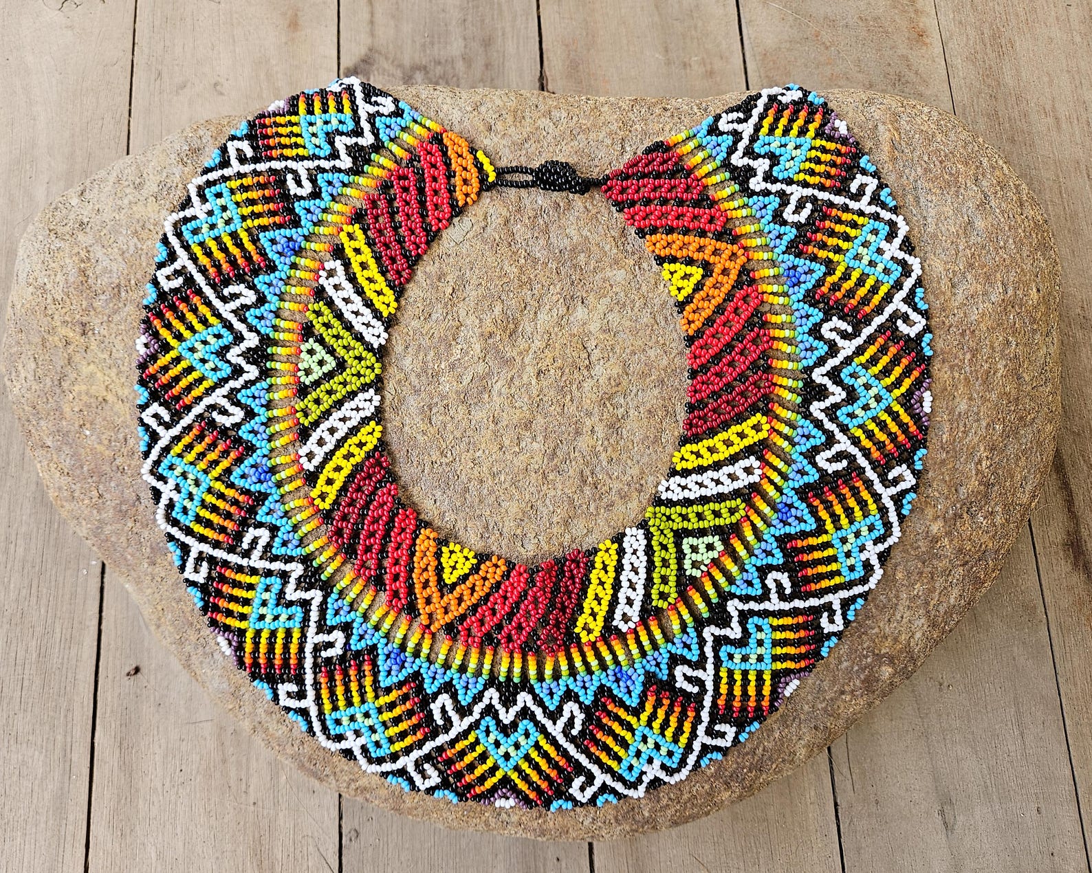 Rainbow Beaded Necklace Handmade Native Necklace Bead Jewelry Extra ...