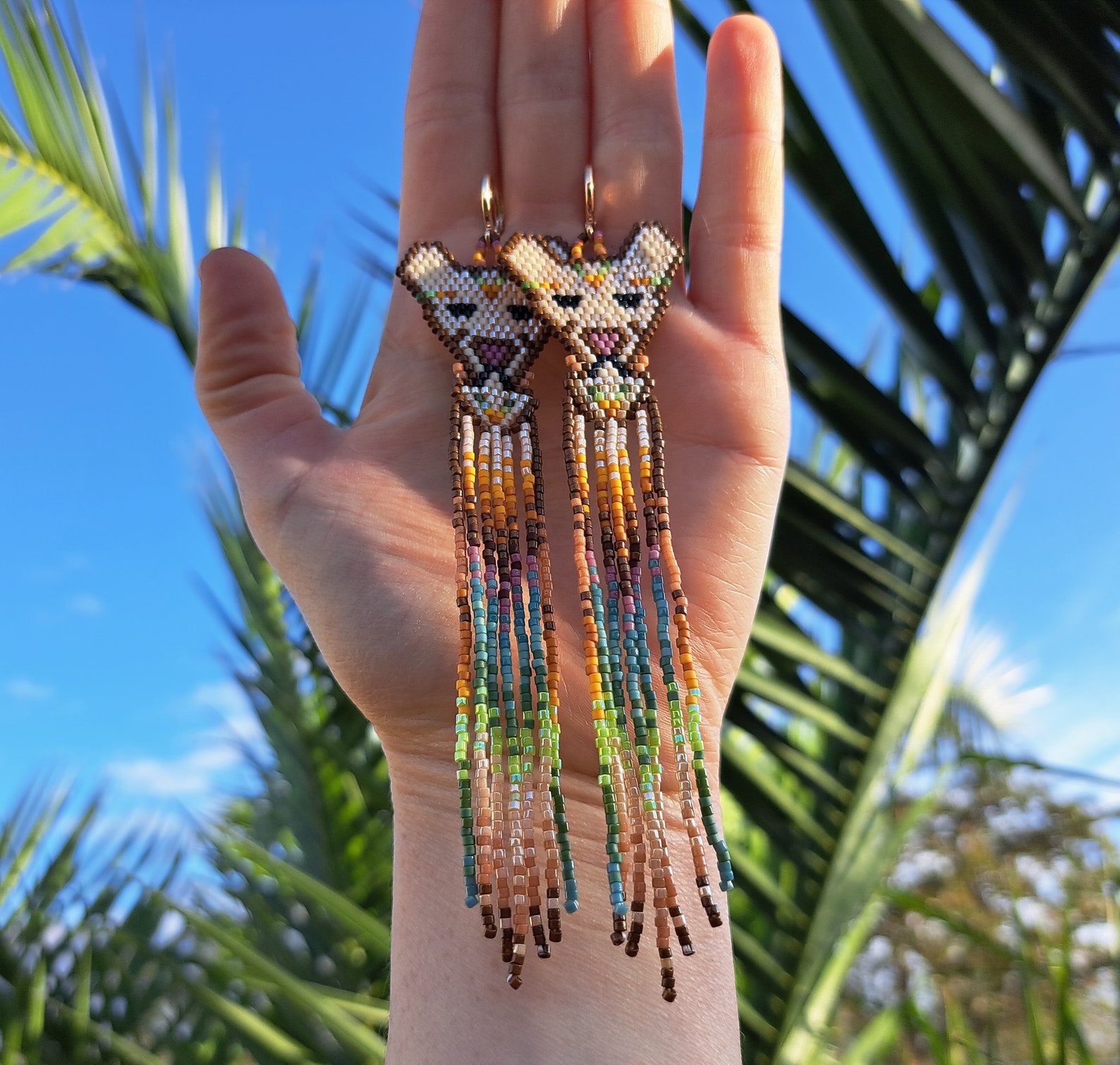 Puma Beaded Earring Jaguar Jewelry Mountain Lion Beaded Earring Puma ...