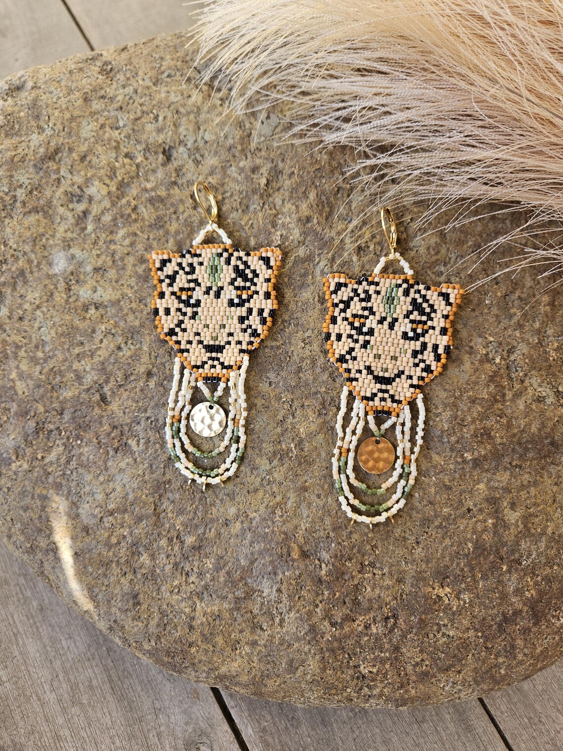 Jaguar Beaded Earring Jaguar Jewelry Beaded Puma Earring Tiger Bead ...
