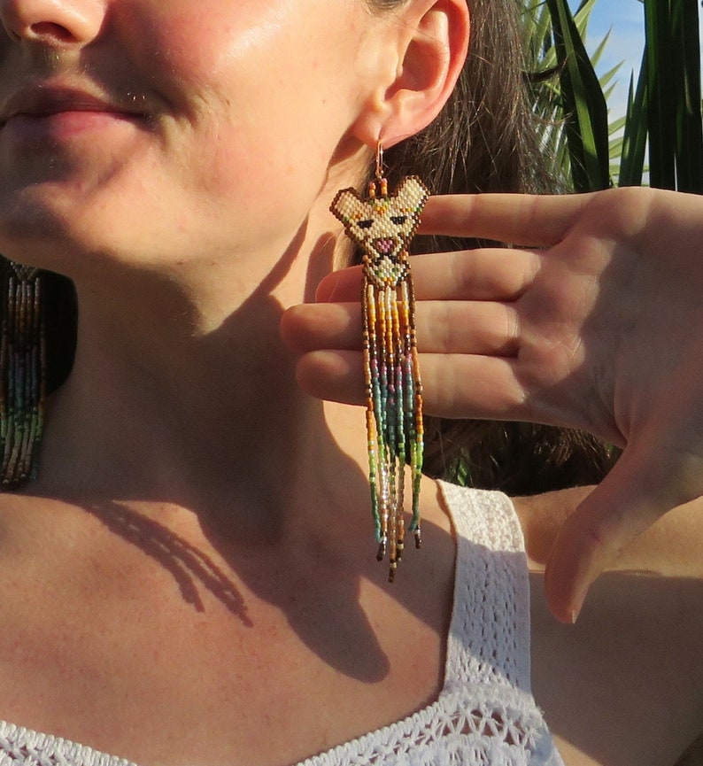 Puma Beaded Earring Jaguar Jewelry Mountain Lion Beaded Earring Puma ...