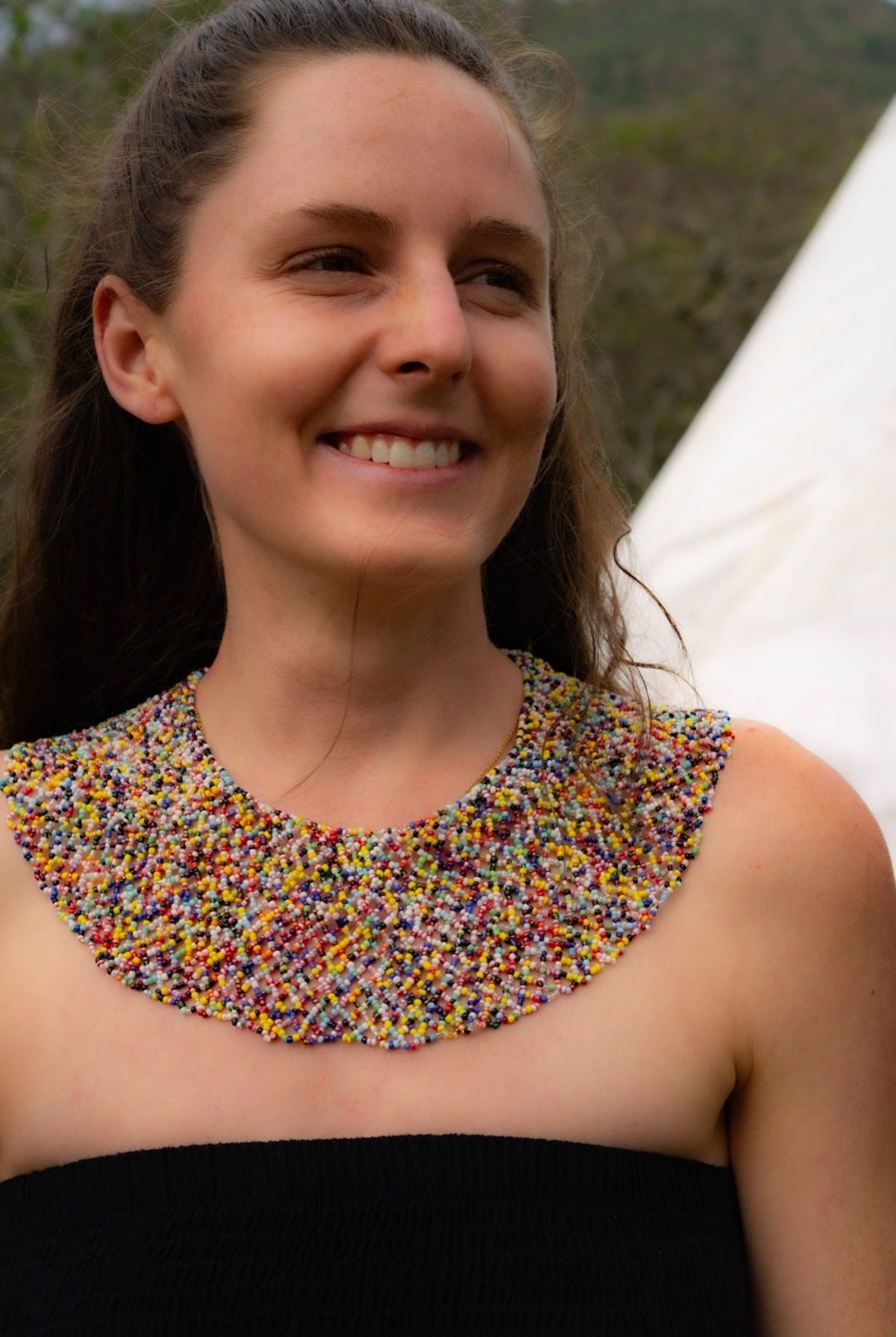 Rainbow Beaded Necklace Indigenous Jewelry Gift for Her Boho Beaded ...