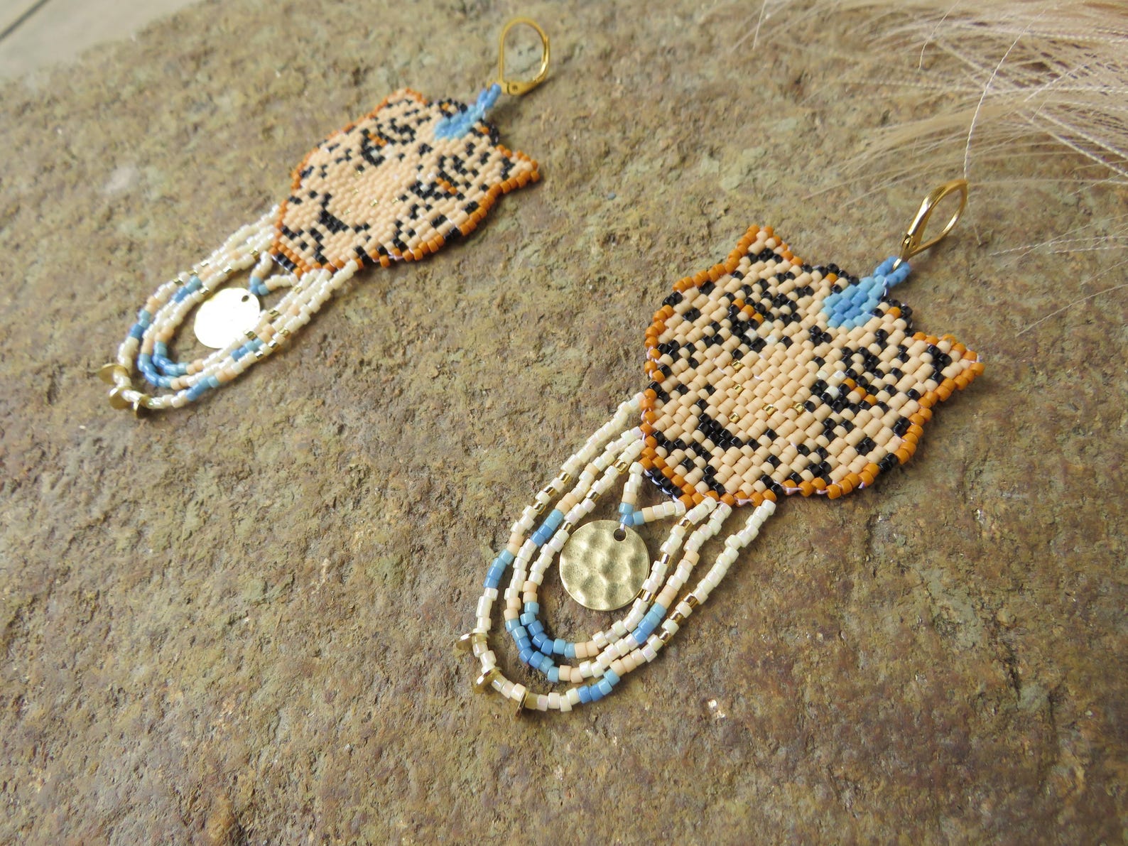 Jaguar Beaded Earring Jaguar Jewelry Beaded Puma Earring Tiger Bead ...
