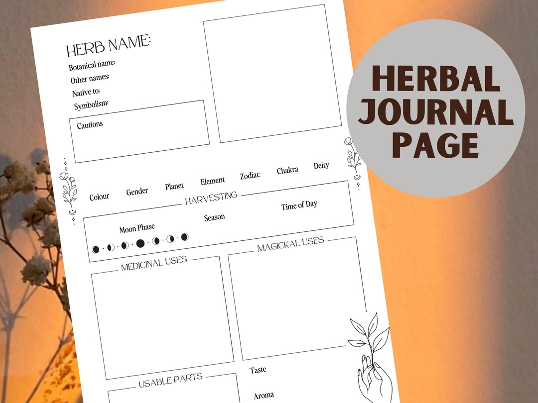 Herbs Journal Page Herb Template Printable Herbs Herbology Printable ...
