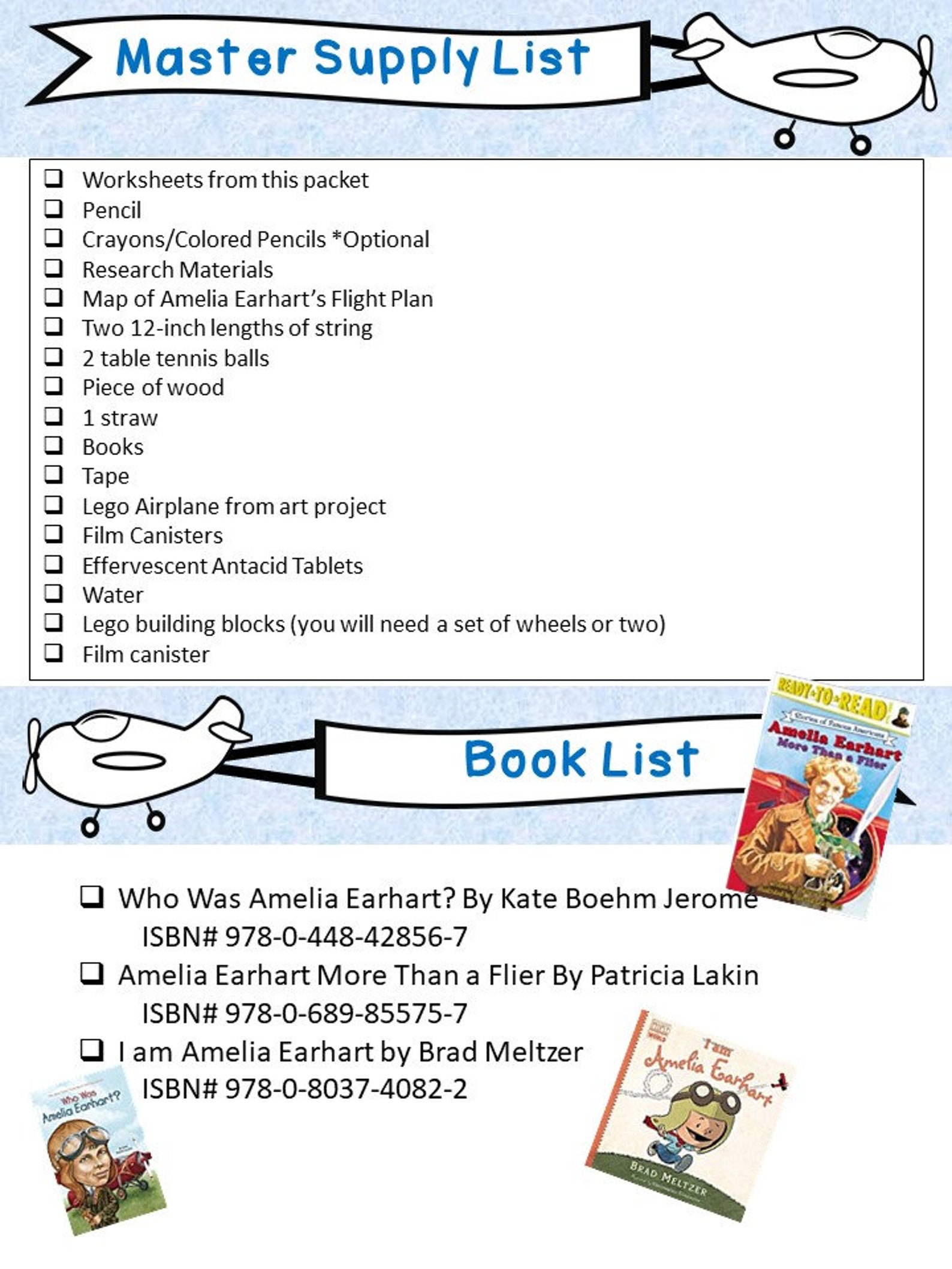 Amelia Earhart Activity Pack - Etsy