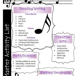Music Themed Activity Pack - Etsy