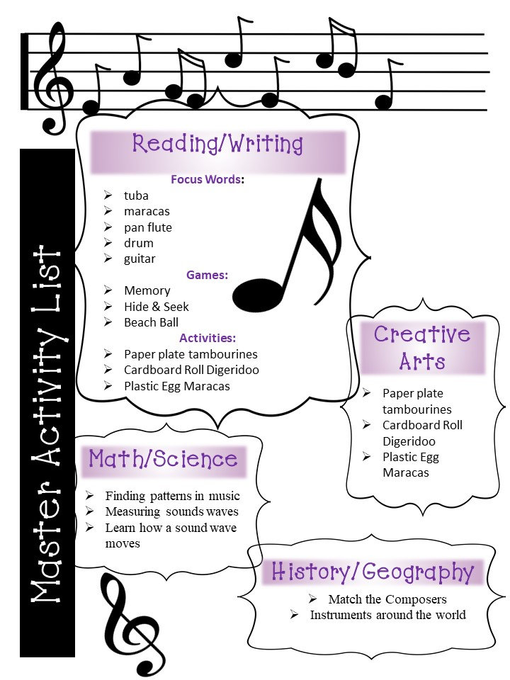 Music Themed Activity Pack - Etsy