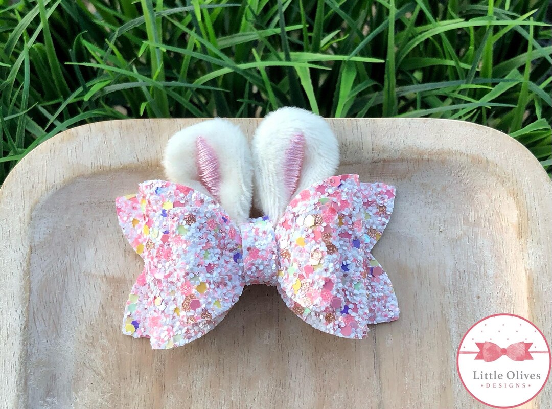Mini Easter Bunny Bow - Spring Fling Glitter - Etsy