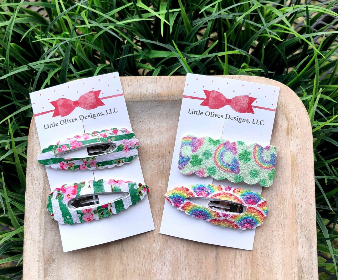 Floral and Rainbow Scalloped Mini Snap Clip Set - Etsy