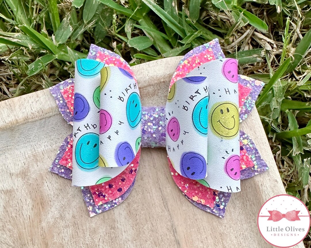 Happy Birthday Smileys Bow - Etsy