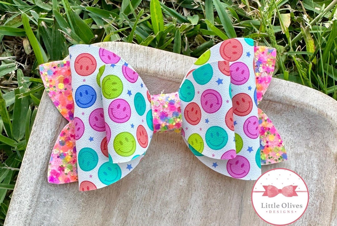 Bright Smiley Faces Bow - Etsy