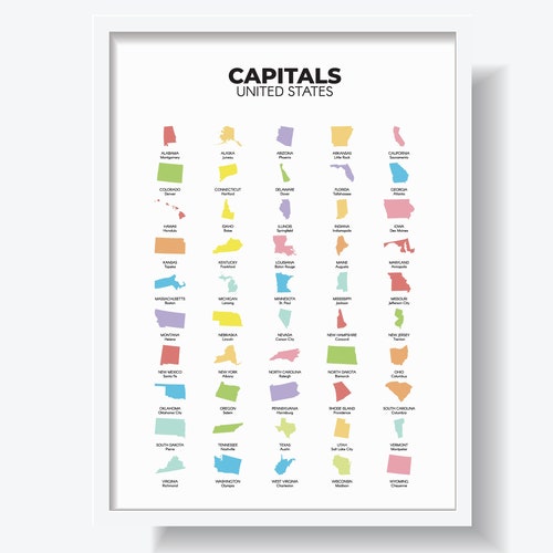 UNITED STATES CAPITALS Geography Kids Room Wall Art Montessori - Etsy