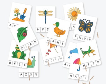 BEGINNING LETTER Sound Montessori Counting Cards Clip | Etsy