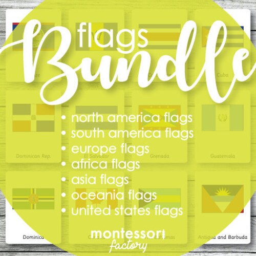 FLAGS of the World BUNDLE Montessori Nomenclature Flash - Etsy
