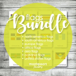 FLAGS of the World BUNDLE Montessori Nomenclature Flash 3 Parts Cards ...