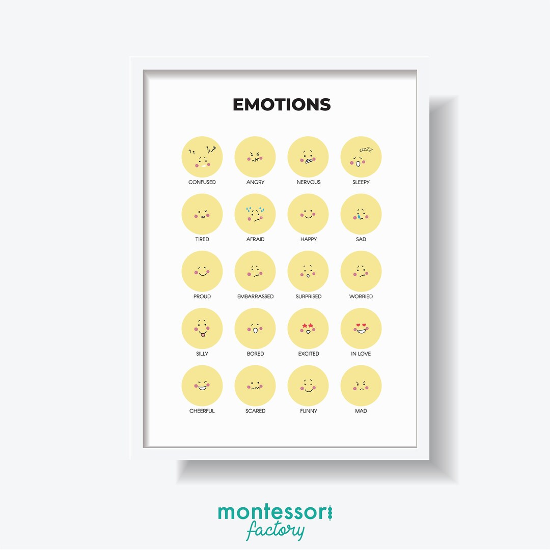 EMOTIONS - FEELINGS Practical Life Kids Room Wall Art Montessori ...