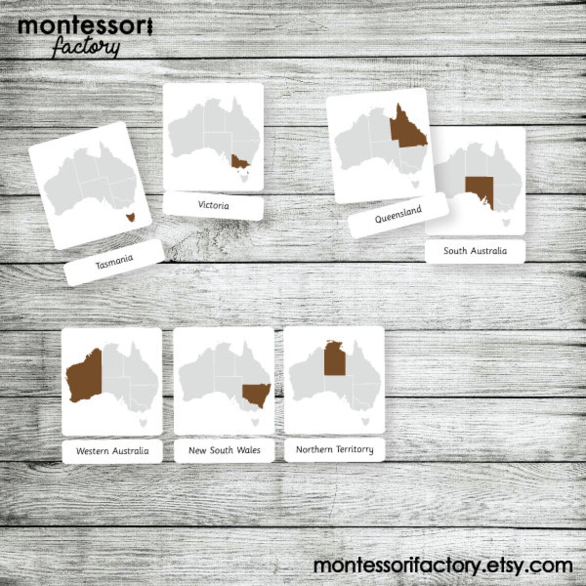 AUSTRALIA MAPS Montessori Cards Flash Cards Three Part - Etsy