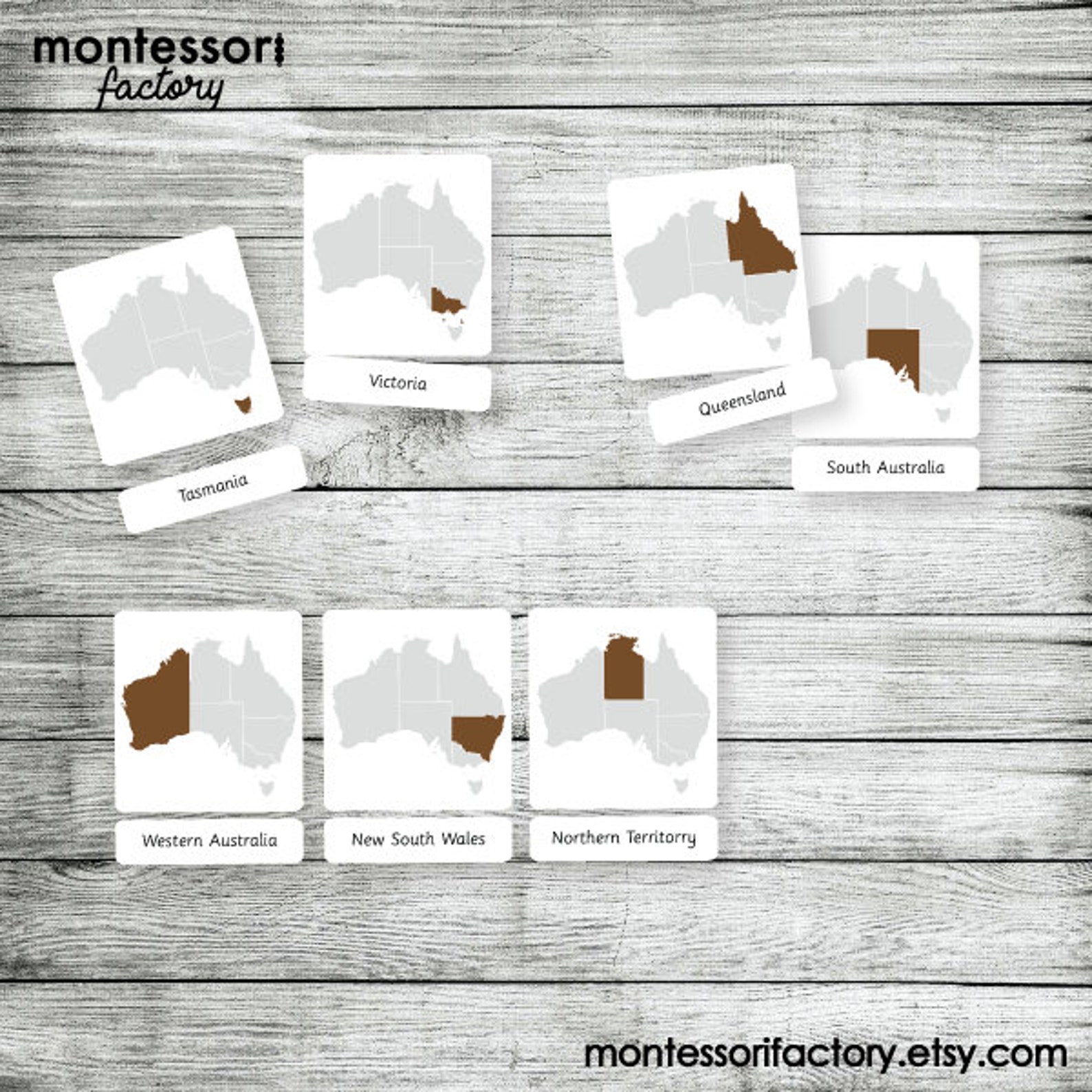 AUSTRALIA MAPS Montessori Cards Flash Cards Three Part - Etsy