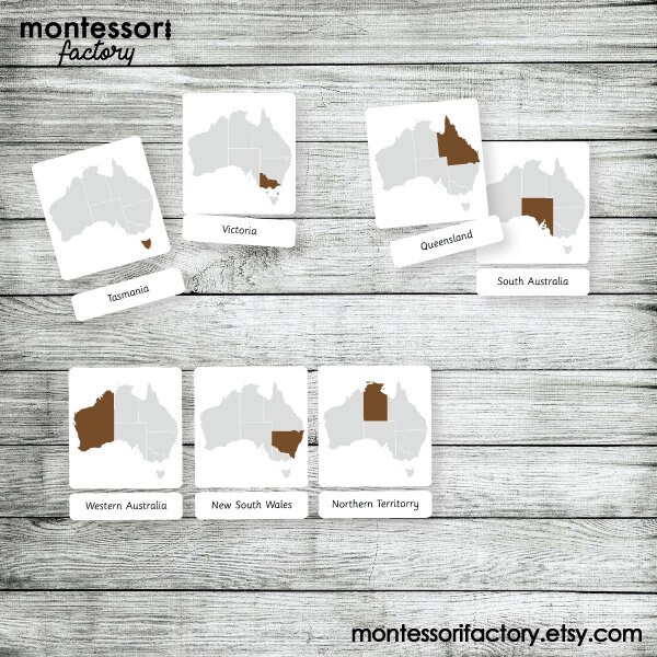 AUSTRALIA MAPS Montessori Cards Flash Cards Three Part - Etsy
