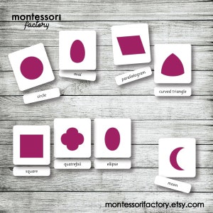 2D GEOMETRIC SHAPES Montessori Cards, Flash Cards, Three Part Cards ...