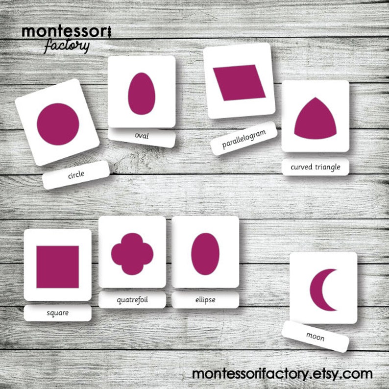 2D GEOMETRIC SHAPES Montessori Cards Flash Cards Three Part | Etsy
