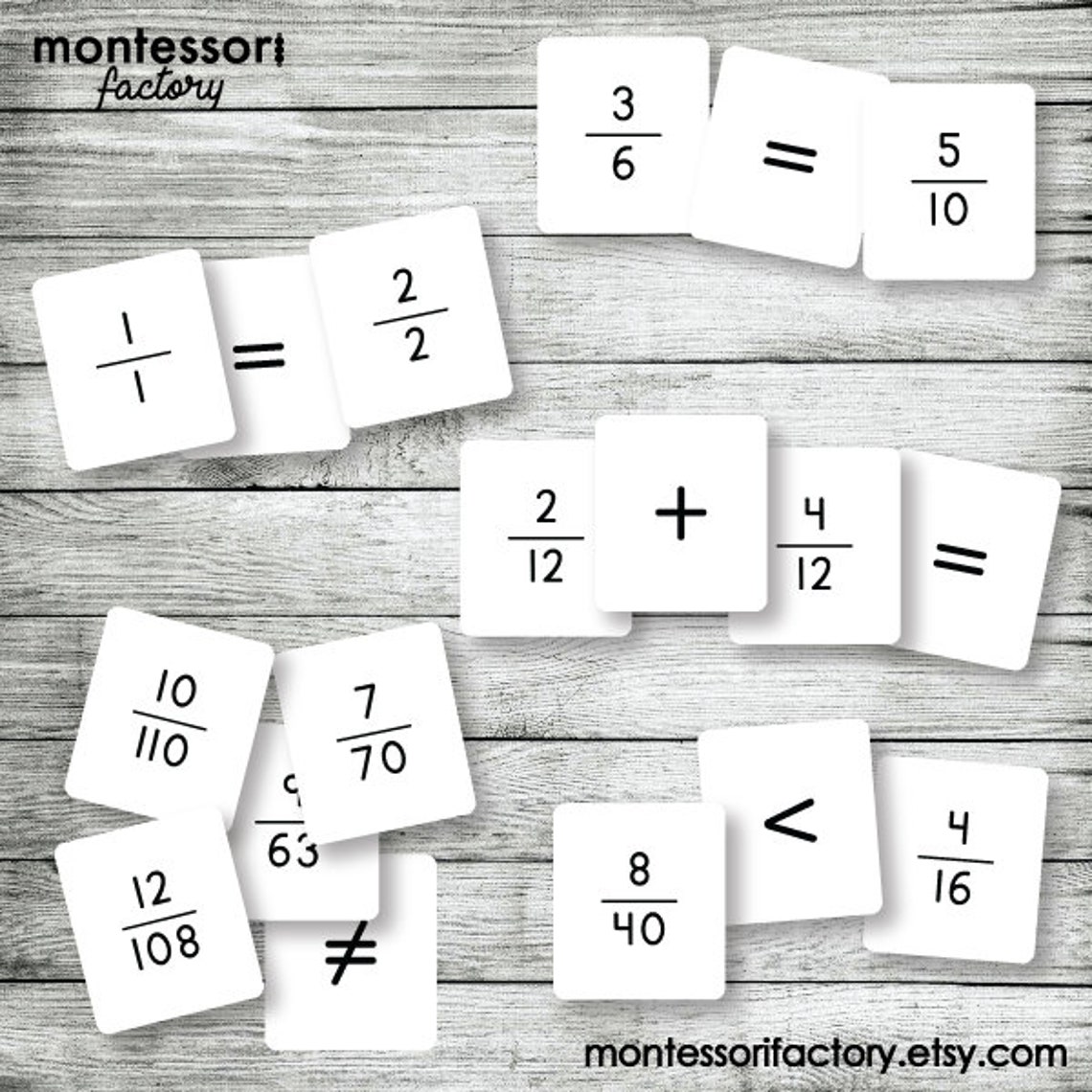 FRACTION CARDS Montessori Nomenclature Flash 3 Parts | Etsy