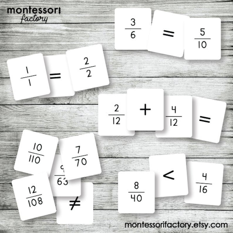 FRACTION CARDS Montessori Nomenclature Flash 3 Parts - Etsy