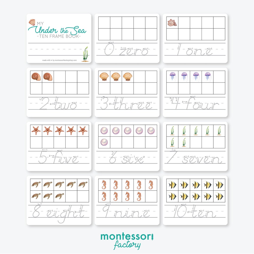 UNDER the SEA • Montessori Cards • Math Ten Frame Books • Printable PDF ...