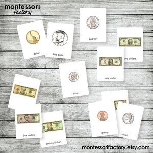 MONEY • Montessori Nomenclature - Flash - 3 Parts Cards • Educational ...