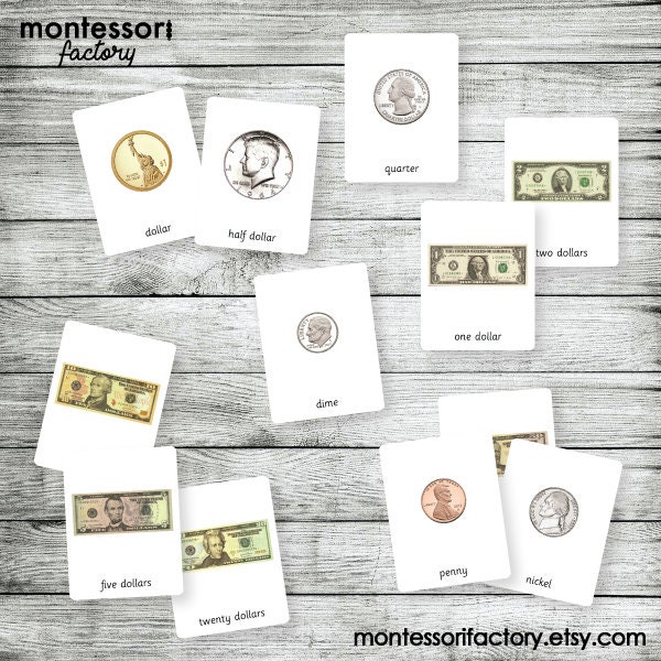 MONEY Montessori Nomenclature Flash 3 Parts Cards - Etsy