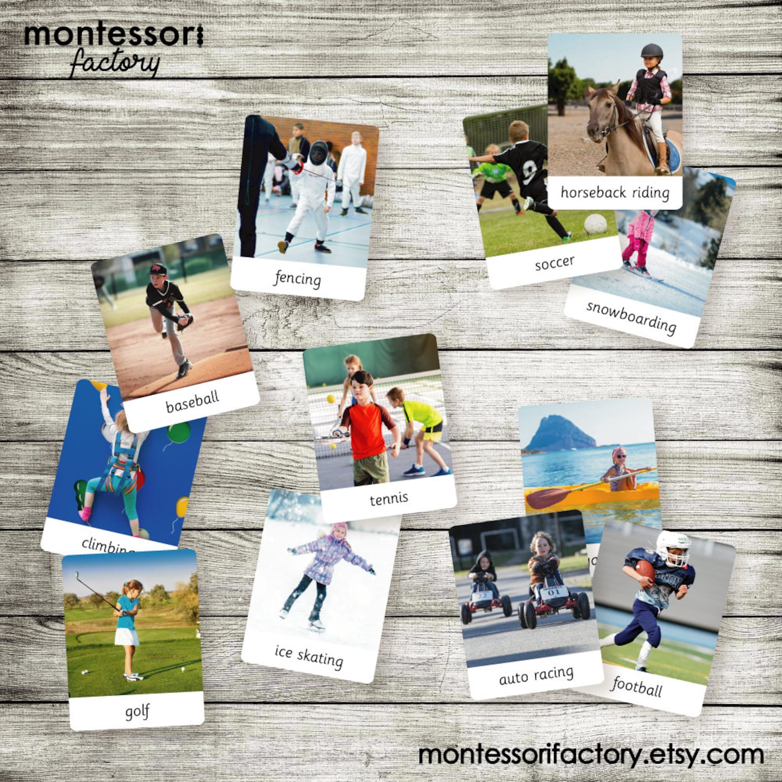 SPORTS Montessori Cards Flash Cards Three Part Cards - Etsy