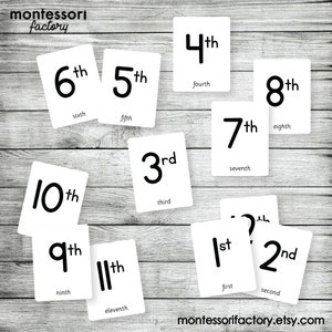 ORDINAL NUMBERS 1st to 20th • Montessori Cards • Flash Cards • 3 Part ...