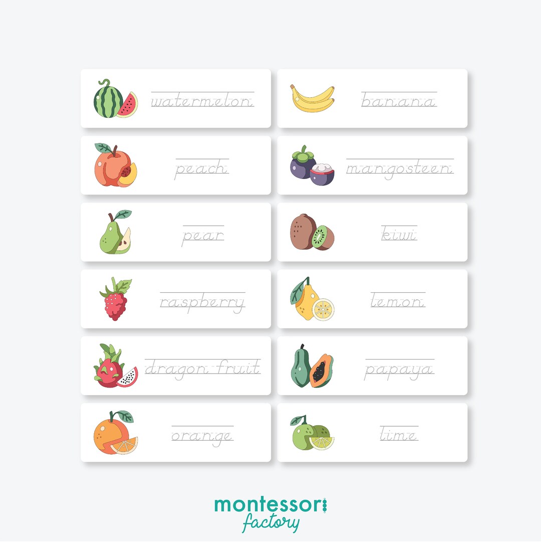 WRITING PRACTICE Cards • FRUITS • Montessori Printable • Educational ...