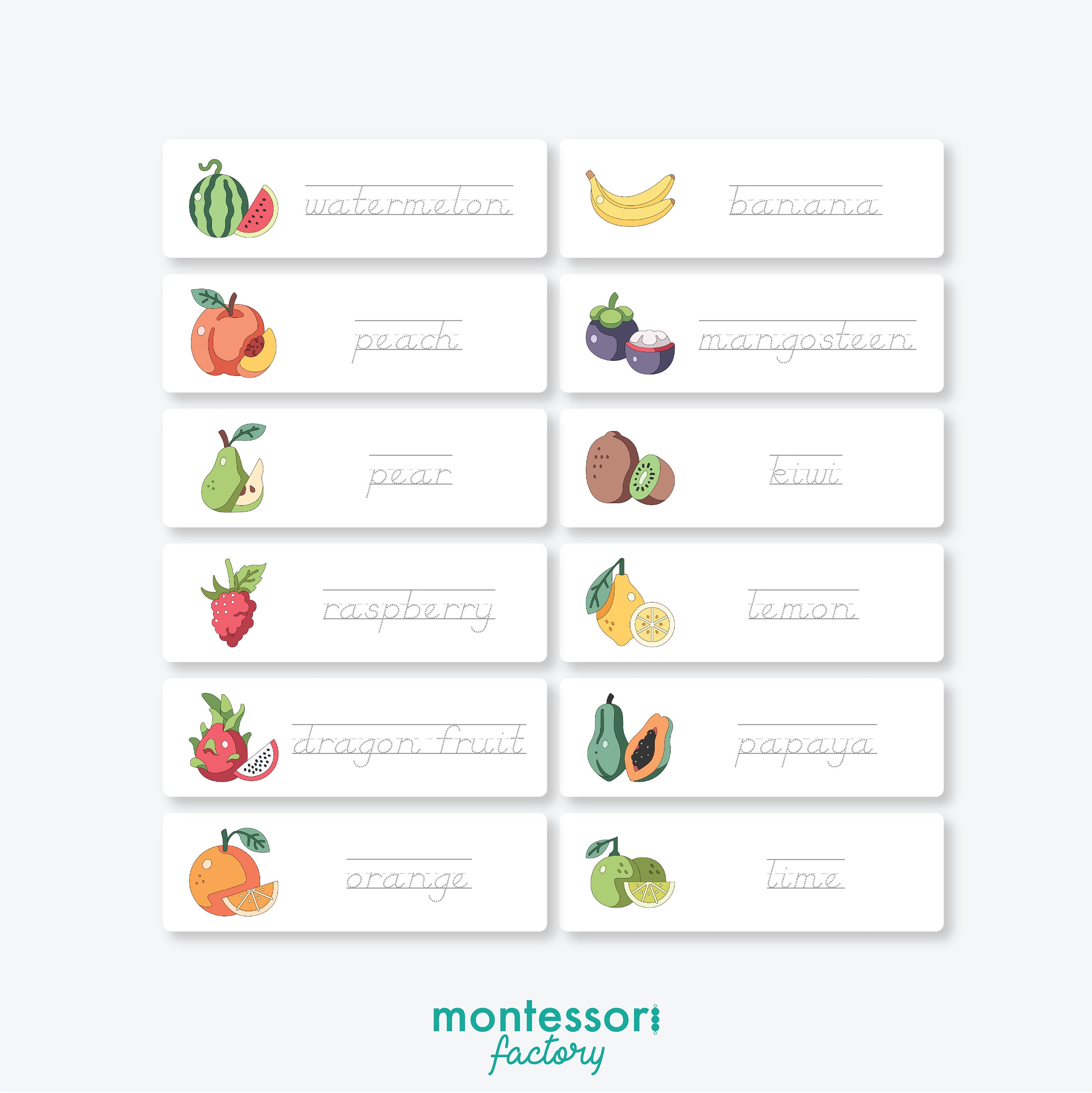 WRITING PRACTICE Cards FRUITS Montessori Printable | Etsy