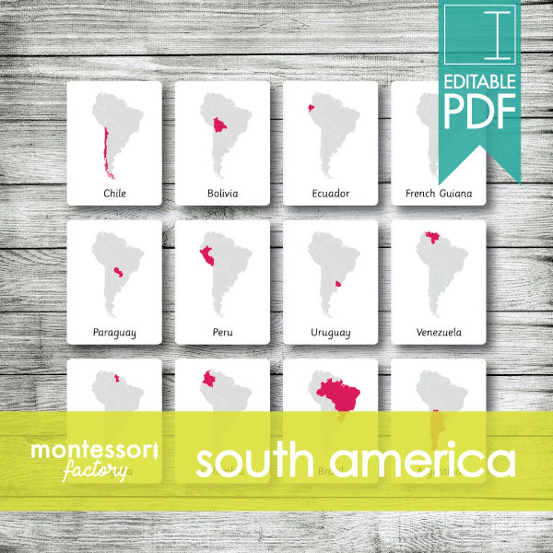 SOUTH AMERICA MAPS • Montessori Cards • Flash Cards • Three Part Cards ...