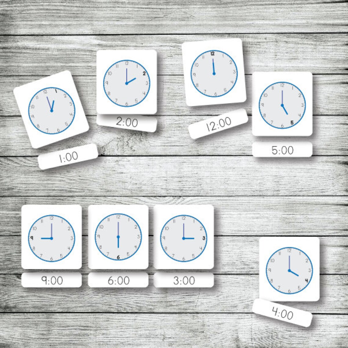 CLOCK HOURS Time Montessori Cards Flash Cards Three Part - Etsy