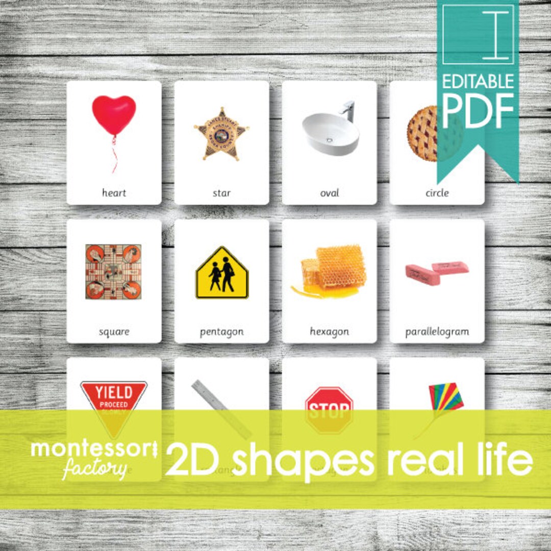 2D GEOMETRIC SHAPES Real Life • Montessori Nomenclature - Flash - 3 ...
