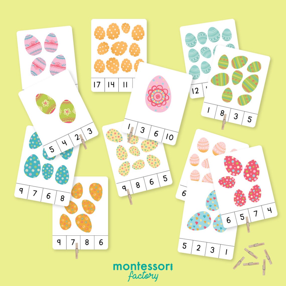 COUNTING EGGS Easter Montessori Counting Cards Clip - Etsy