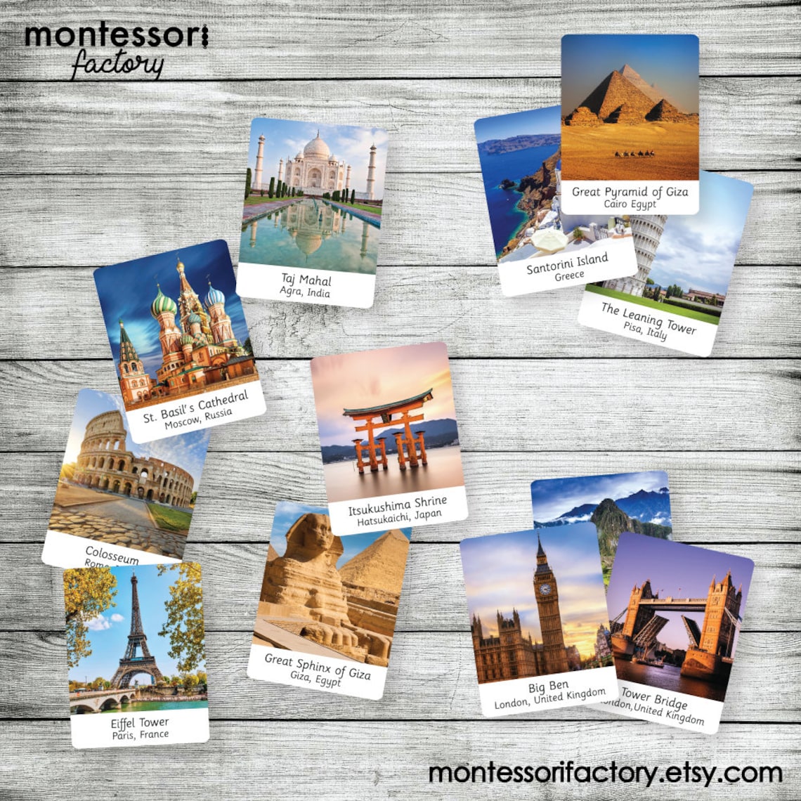 WORLD ARCHITECTURE LANDMARKS (real Pictures) • Flash Cards • Three Part ...