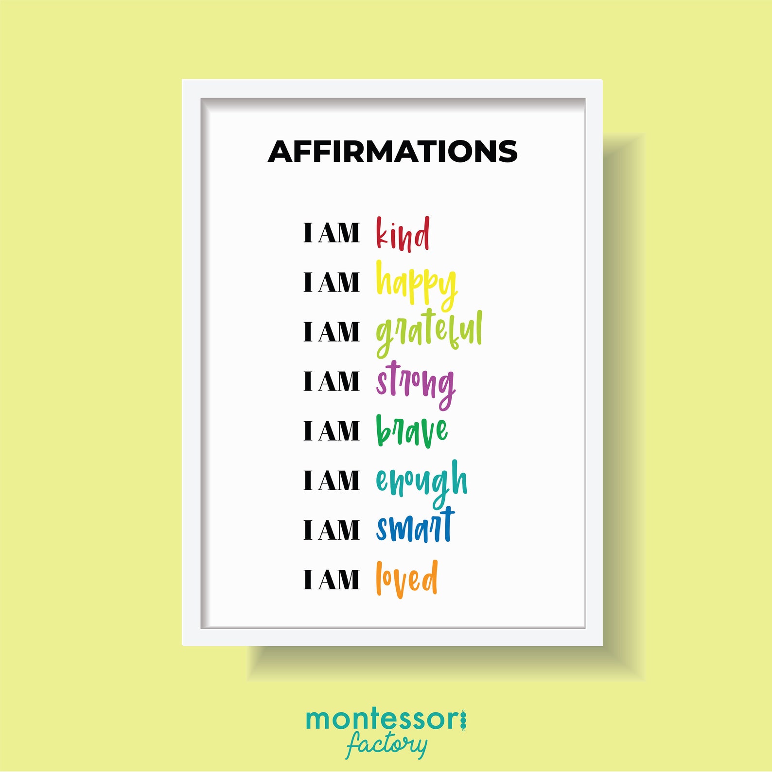 Kids Affirmations Print | Montessori Educational Poster (digital ...