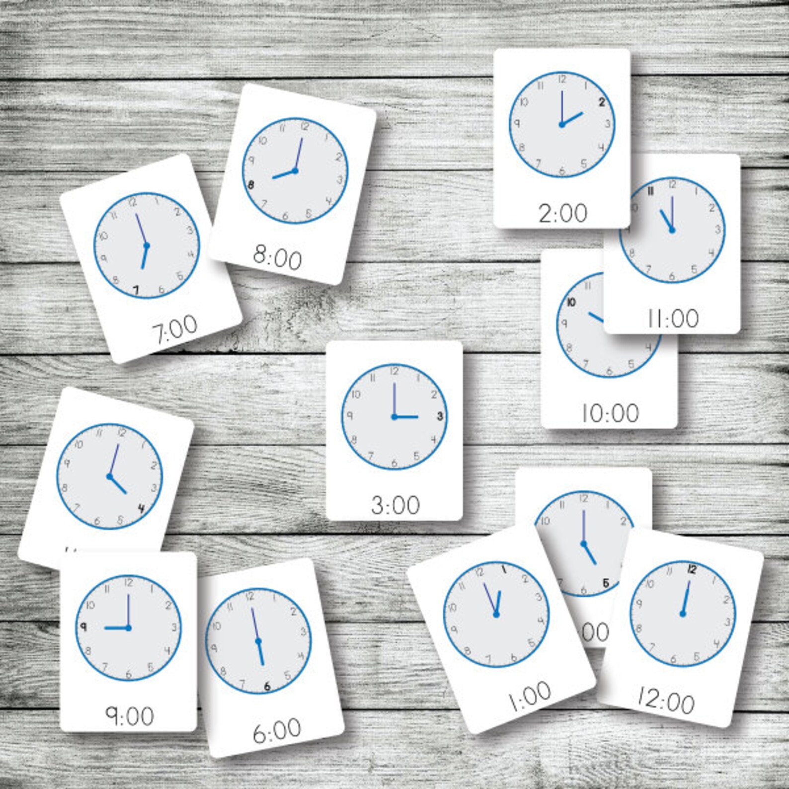 Montessori Clock Hours Flash Cards • O'clock Nomenclature (PDF Download ...