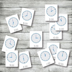 CLOCK HOURS Time • Montessori Cards • Flash Cards • Three Part Cards ...